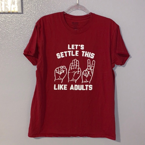 Gildan | Shirts | Gildan Red Lets Settle This Like Adults Sign Language ...